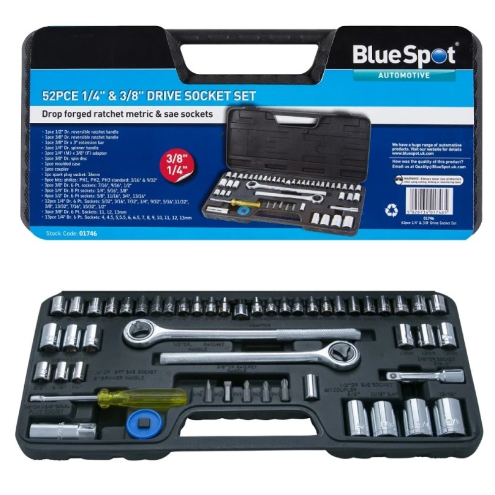 New Blue Spot Blue Spot Tools 52pc 1/4" 3/8" & 1/2" Metric Imperial ...
